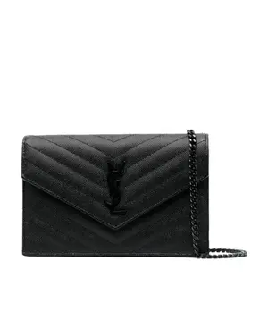 Saint Laurent Cassandre Envelope Chain Wallet - Black