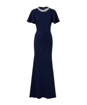 Roland Mouret Crystal-embellished Gathered Gown - Black