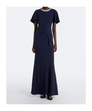 Roland Mouret Crystal-embellished Gathered Gown