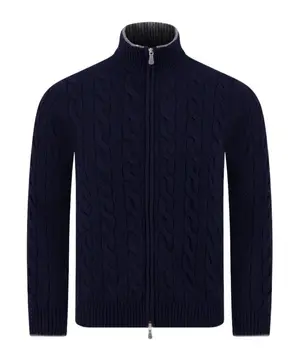GRAN SASSO Zippered Knit Cardigan - Black