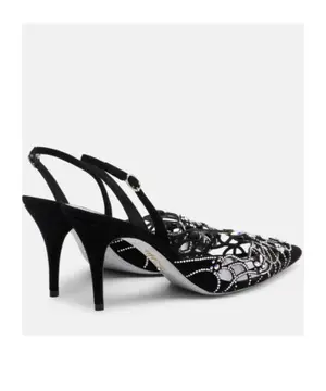 Rene Caovilla Embellished Suede Slingback Pumps