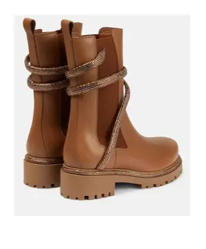 Rene Caovilla Chelsea Crystal Embellished Leather Ankle Boots