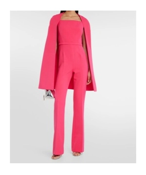 SAFIYAA LONDON Cinzia Crepe Jumpsuit With Cape Sleeves And Wide Legs