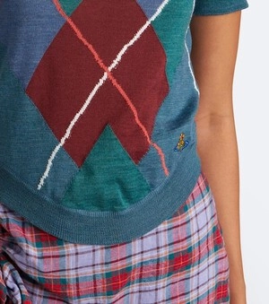 VIVIENNE WESTWOOD Argyle Wool And Cotton Sweater - Blue