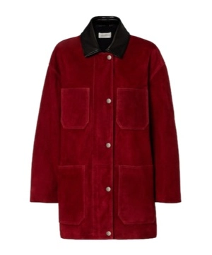 Nour Hammour Barn Leather-trimmed Suede Jacket - Red