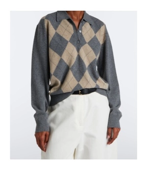 RÓHE Argyle Wool-blend Polo Sweater