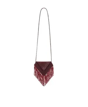 Victoria Beckham Manhattan Beaded Satin Shoulder Bag - Red