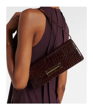 Victoria Beckham Dorian East-west Croc-effect Leather Clutch