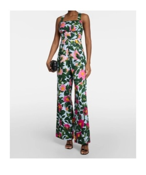 Oscar De La Renta Floral Cotton-blend Wide-leg Jumpsuit