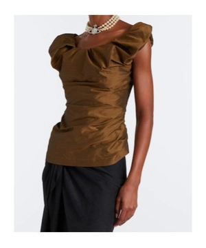 VIVIENNE WESTWOOD Ginnie Off-shoulder Ruffled Top - Brown