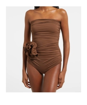 Magda Butrym Floral-appliqué Ruched Swimsuit
