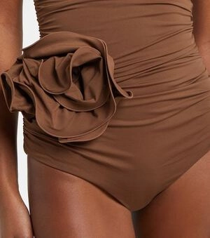 Magda Butrym Floral-appliqué Ruched Swimsuit