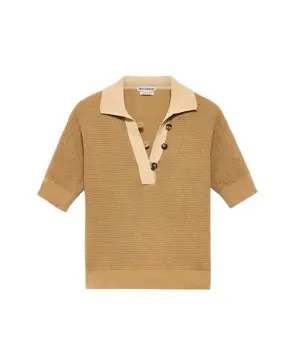 J.W.ANDERSON Short-sleeved Knitted Polo Shirt - Butterscotch