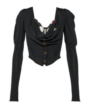 VIVIENNE WESTWOOD Puff-shoulder Wool And Silk Top - Black
