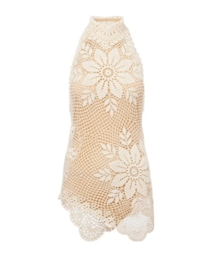 Magda Butrym Floral Crochet Cotton Top - Nude