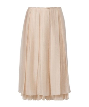 Vince Tiered Pleated Midi Skirt - Nude