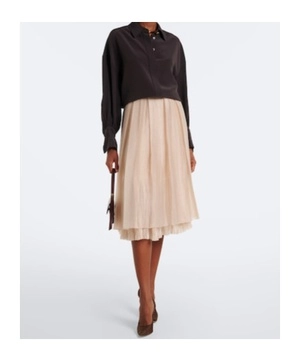 Vince Tiered Pleated Midi Skirt