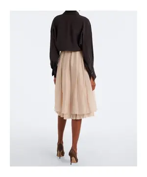 Vince Tiered Pleated Midi Skirt