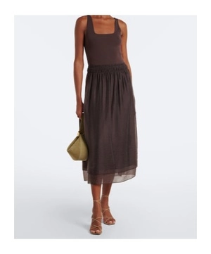 Vince Pleated Rib-knit Midi Dress