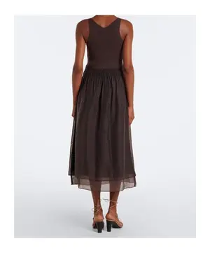 Vince Pleated Rib-knit Midi Dress