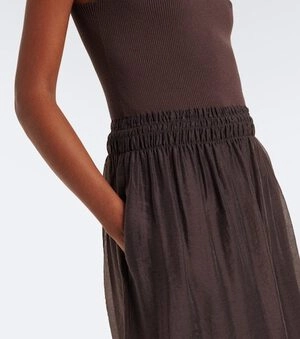 Vince Pleated Rib-knit Midi Dress