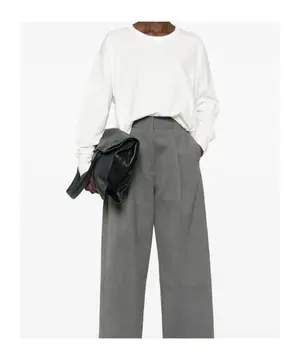 Studio Nicholson Crew Neck Long Sleeve Cropped T-shirt - White