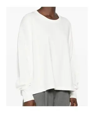 Studio Nicholson Crew Neck Long Sleeve Cropped T-shirt - White