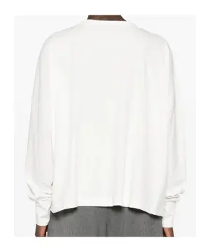 Studio Nicholson Crew Neck Long Sleeve Cropped T-shirt - White