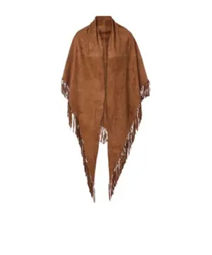 Nour Hammour Fringed Suede Shawl - Brown