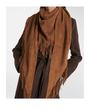 Nour Hammour Fringed Suede Shawl