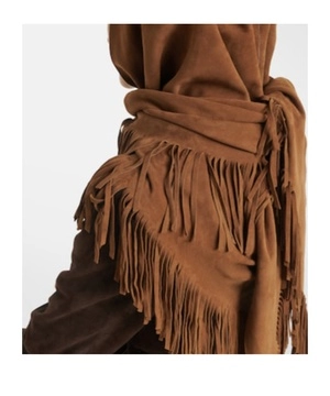 Nour Hammour Fringed Suede Shawl