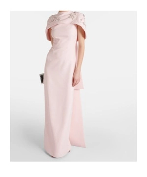 SAFIYAA LONDON Embellished Caped Crêpe Gown