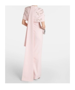 SAFIYAA LONDON Embellished Caped Crêpe Gown