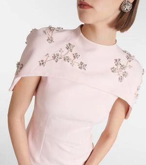 SAFIYAA LONDON Embellished Caped Crêpe Gown
