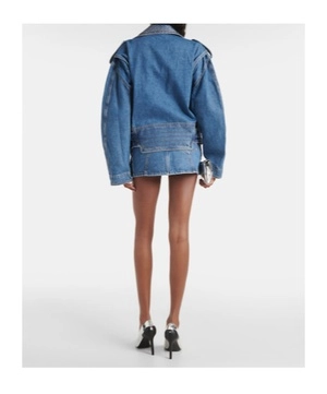 AREA Crystal-embellished Denim Jacket