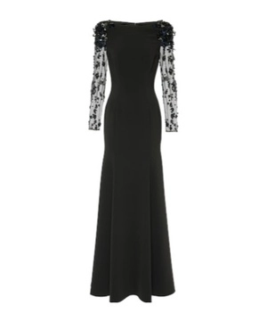 Jenny Packham Adella Embellished Crêpe Gown - Black