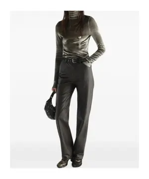 LEMAIRE Fitted Velvet Knit Turtleneck Top - Green