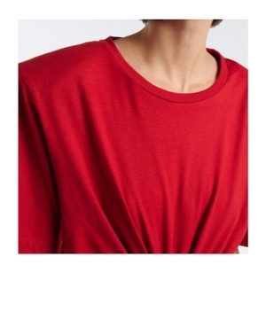 Magda Butrym Cropped Cotton-blend Jersey T-shirt With Knot Detail - Red