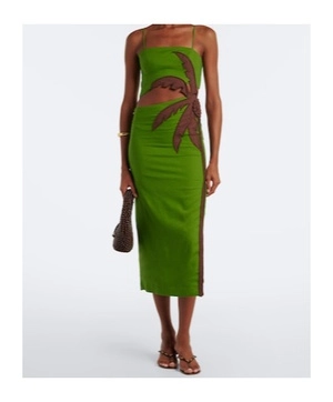 Farm Rio Palm Tree Linen-blend Midi Dress