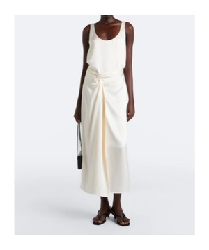 RÓHE Gathered Satin Midi Skirt