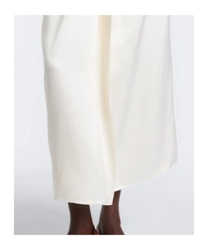RÓHE Gathered Satin Midi Skirt
