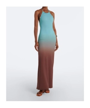 Christopher Esber Beach Quartz Halter Embellished Maxi Dress