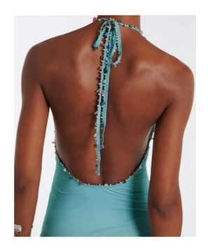 Christopher Esber Beach Quartz Halter Embellished Maxi Dress