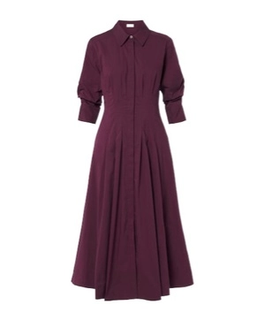 Simkhai Jazz Pleated Cotton Poplin Shirt Dress - Red