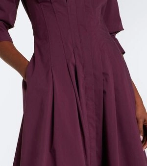 Simkhai Jazz Pleated Cotton Poplin Midi Shirt Dress - Red