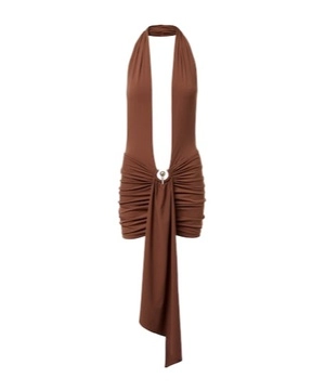 Christopher Esber Pierced Orbit Halterneck Jersey Minidress - Brown