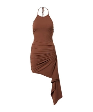 Christopher Esber Embellished Halterneck Jersey Minidress - Brown