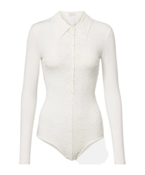 Magda Butrym Embroidered Cotton-blend Bodysuit