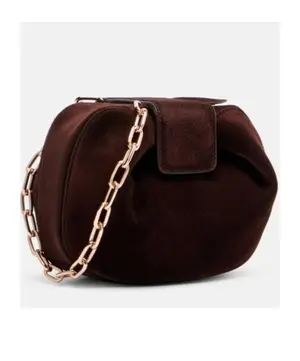 Gabriela Hearst Soft Demi Suede Clutch With Gold Chain - Black