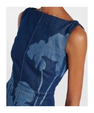 Erdem Sleeveless Printed Denim Midi Dress With Asymmetric Hem